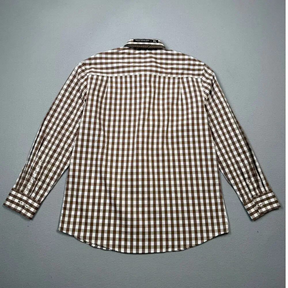 Nick Graham | Shirts | Nick Graham Mens Check Slim Fit Dress Shirt Tie ...